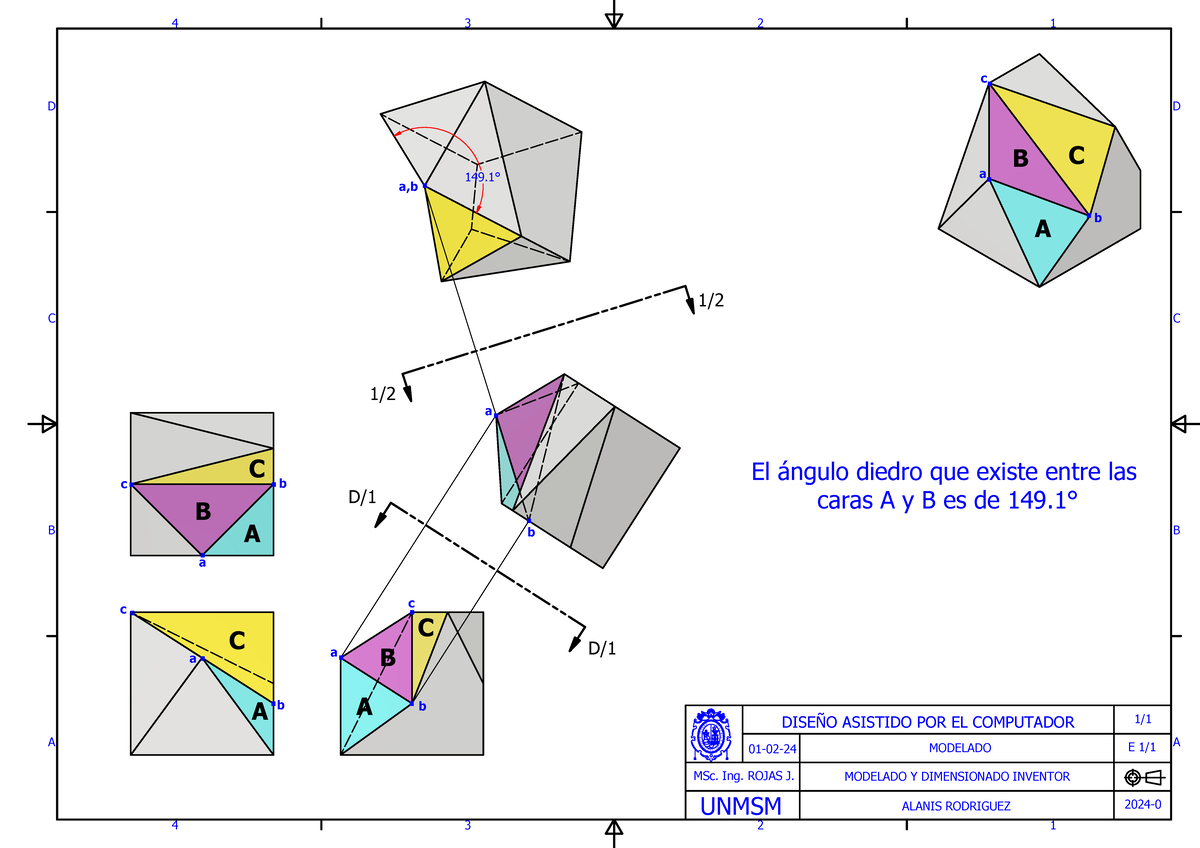 Plano Ángulo Diedro A -B - D/ D/ 1/ 1/ UNMSM DISEÑO ASISTIDO POR EL ...