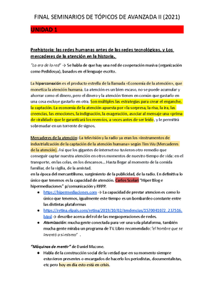 Seminario De Tópicos De Avanzada Ii Plataformas Clase 1 Parcial