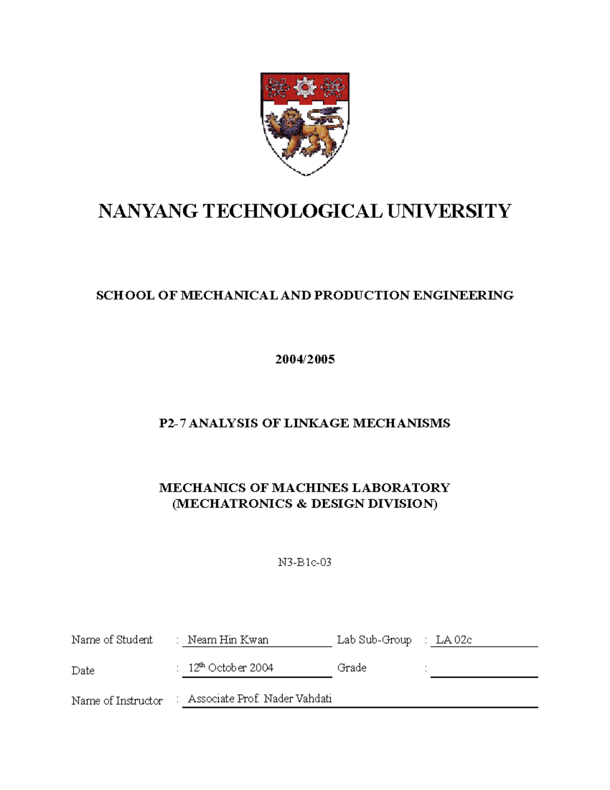 2.7Fina Report - ascii table reference - NANYANG TECHNOLOGICAL ...