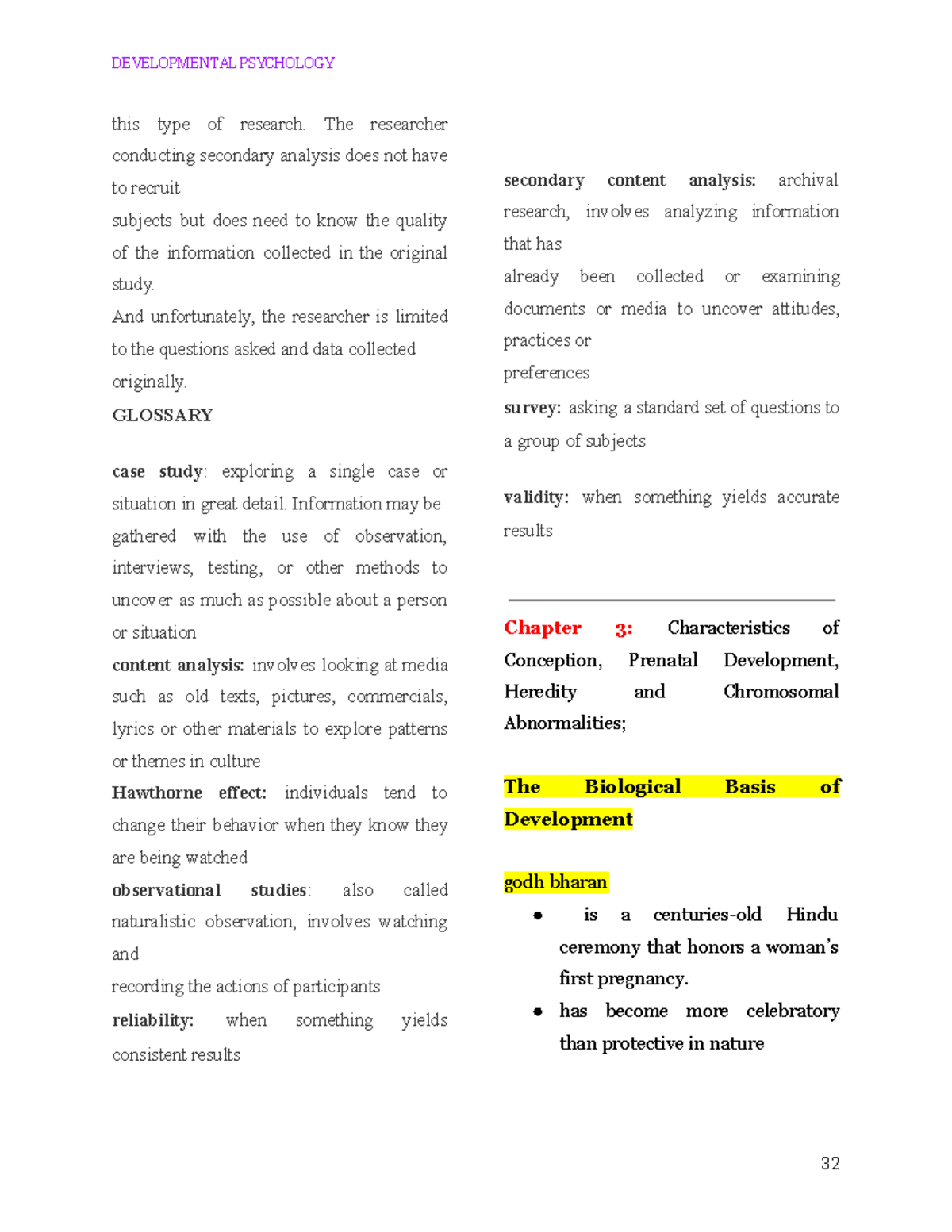 Chapter 3 TO 6 Developmental- Psychology - this type of research. The ...