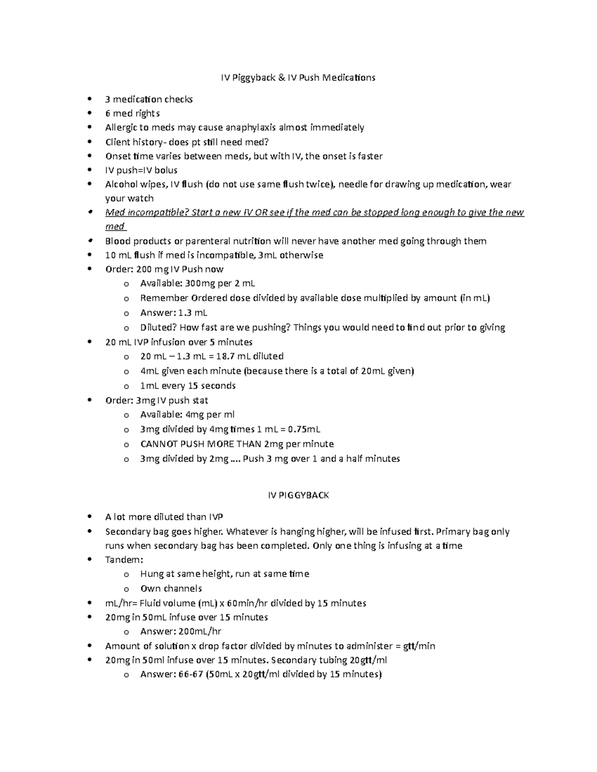 Lab Test Intravenous Push and Intravenous Piggbyack - IV Piggyback & IV ...
