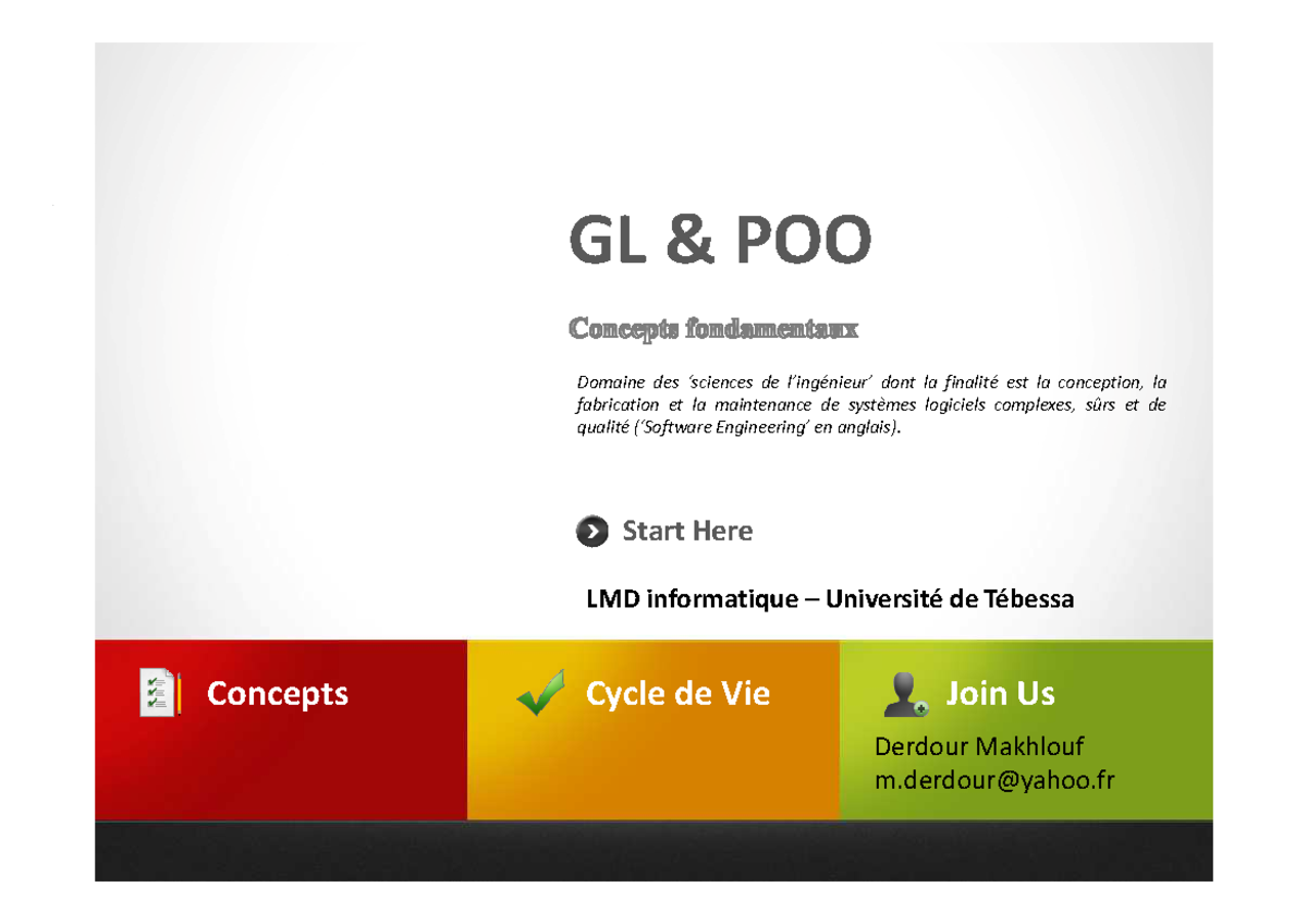Introduction au Genie Logiciel - GL & POO Domaine des ‘sciences de l ...