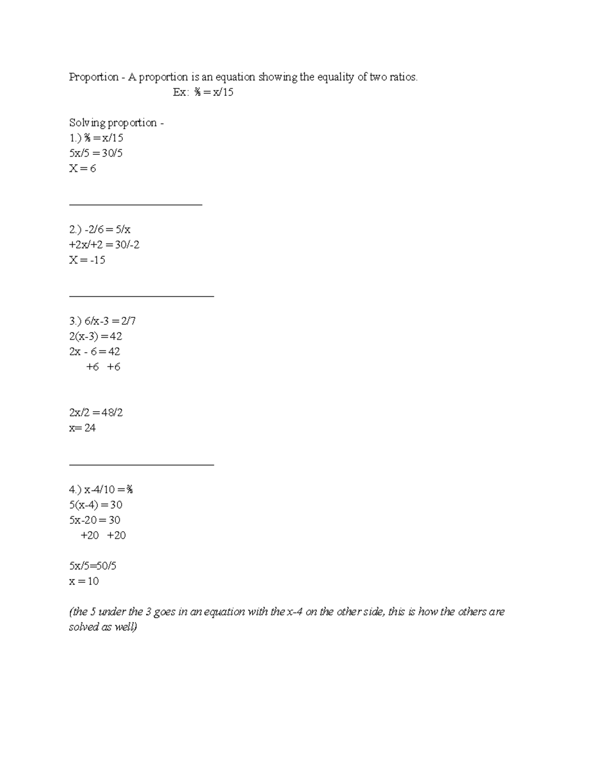 Copy of my Quantitive Reasoning Notes; - Proportion - A proportion is ...