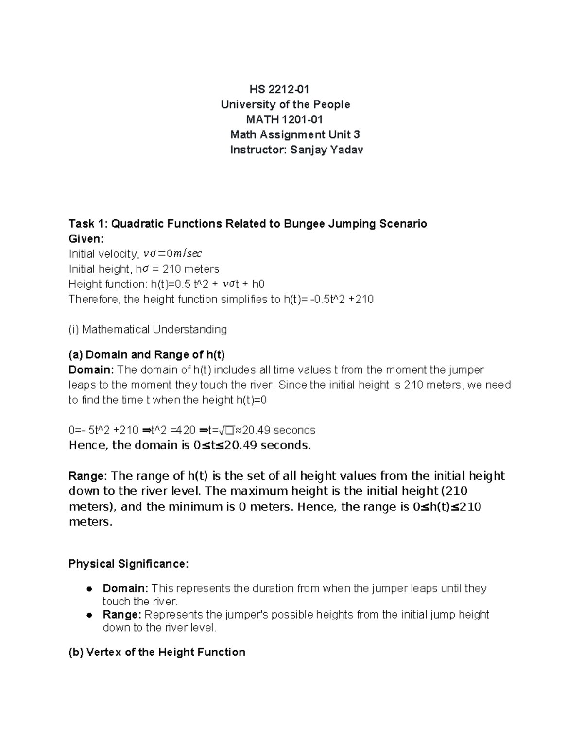 UNIT 3 - It's a mandatory assignment. - HS 2212- University of the ...