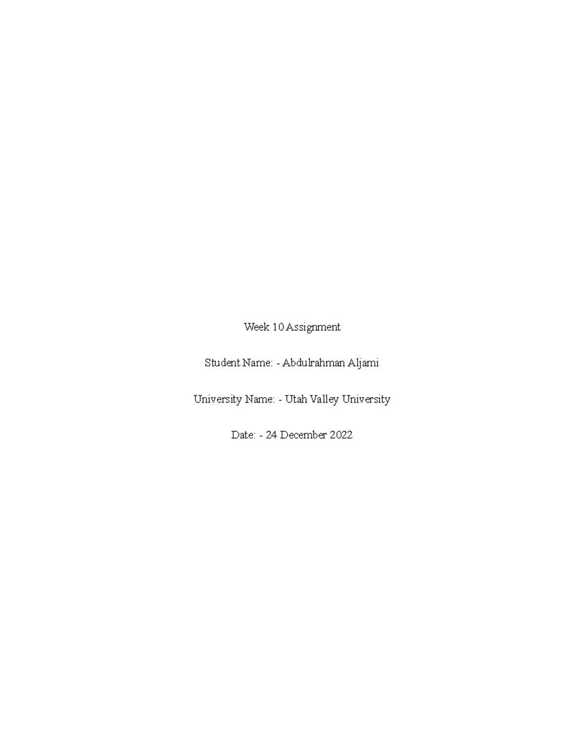 Week 10 Assignment - revision material material - Week 10 Assignment ...