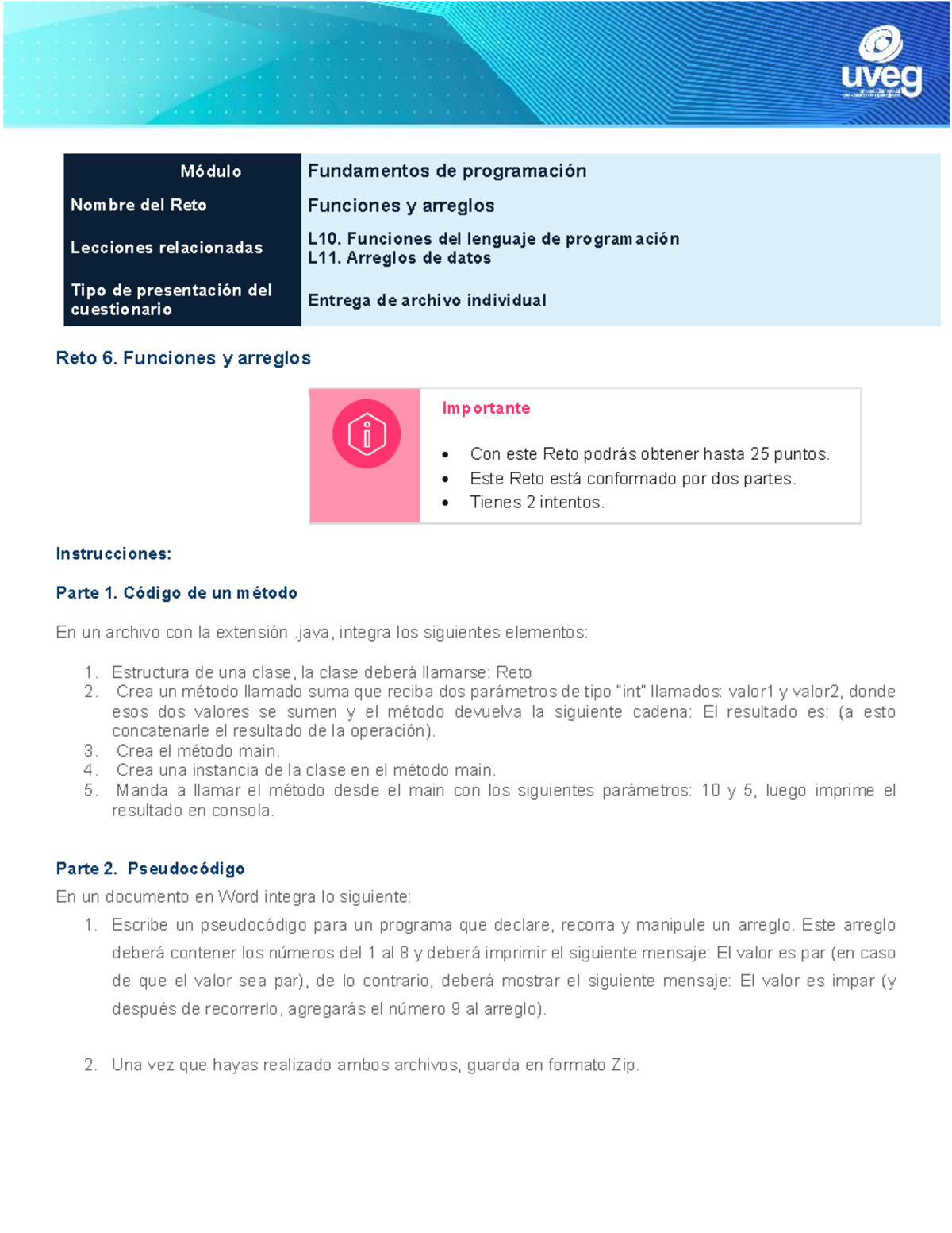 Reto fnal java - Prueba final - Módulo Fundamentos de programación ...