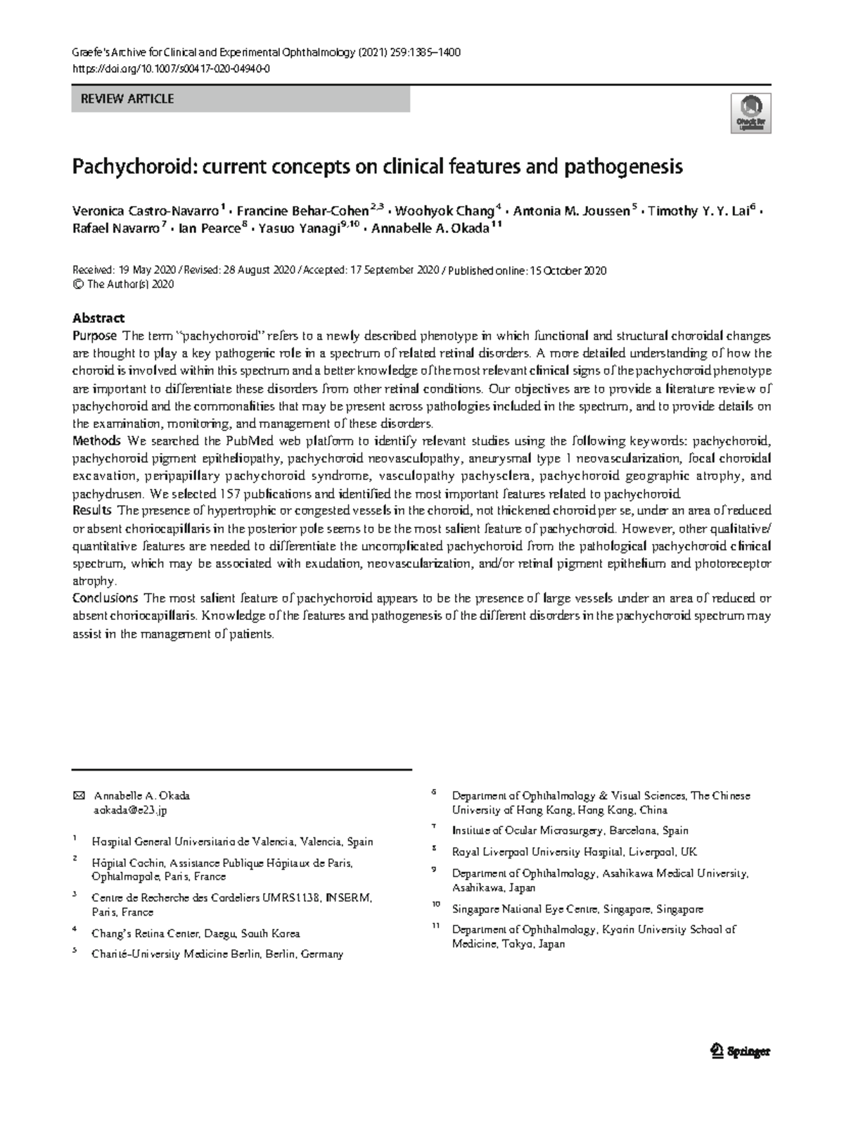 Pachychoroid- current concepts on clinical features and pathogenesis - REVIEW ARTICLE ...