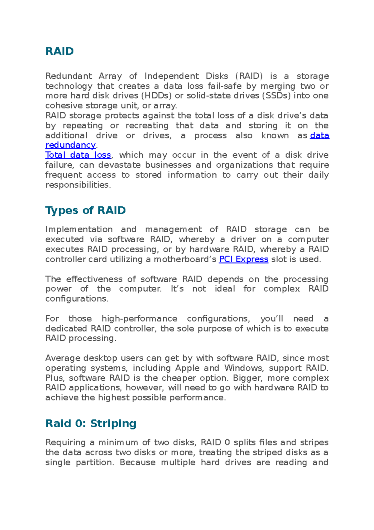 Storage virtualization - RAID Redundant Array of Independent Disks ...