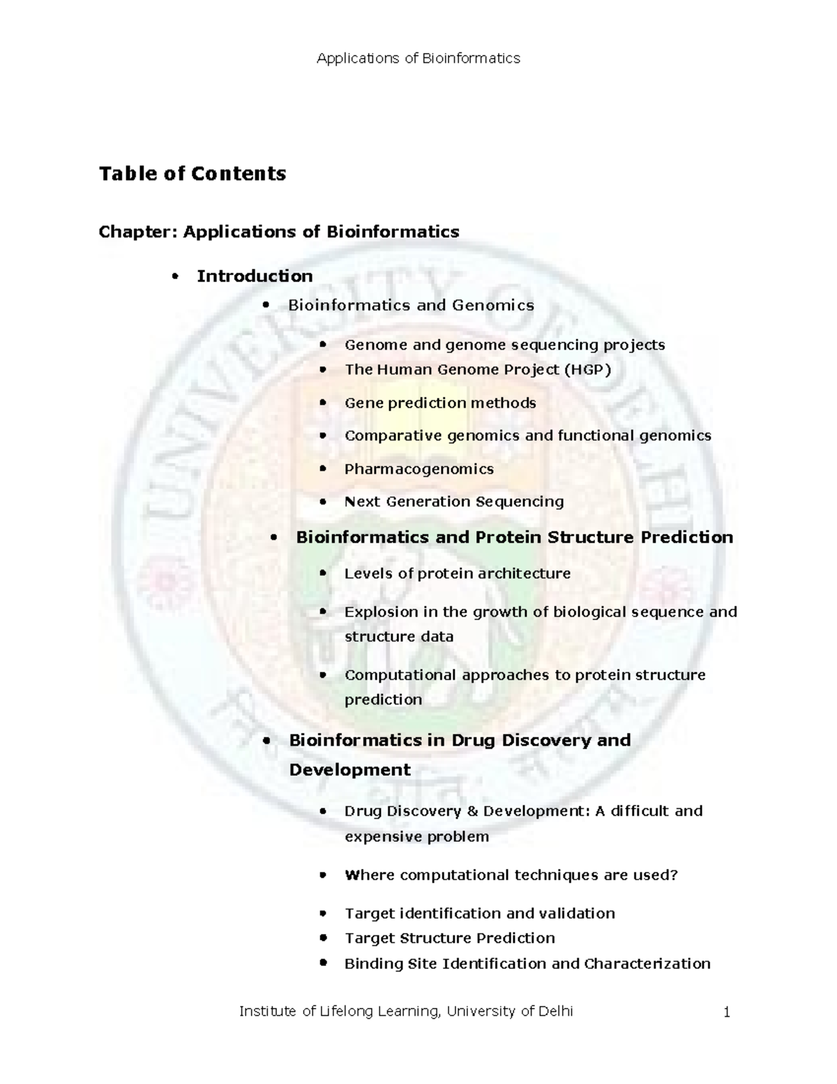 Unit -1 applications of bioinformatics - Applications of Bioinformatics ...