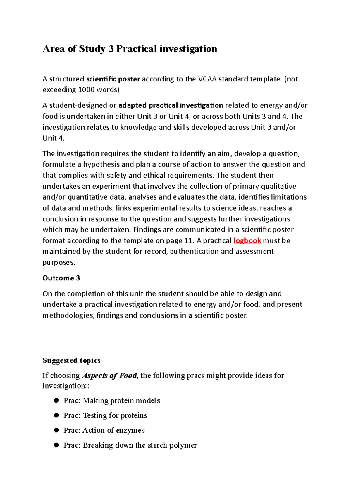 Year 12 Chemistry sample practical Report Name - Area of Study 3 ...