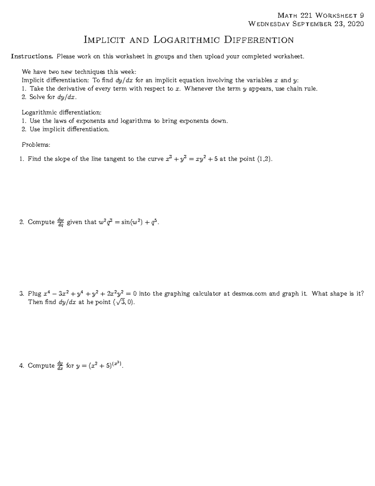 WS09 092320 - Worksheet - Math 221 Worksheet 9 Wednesday September 23 ...