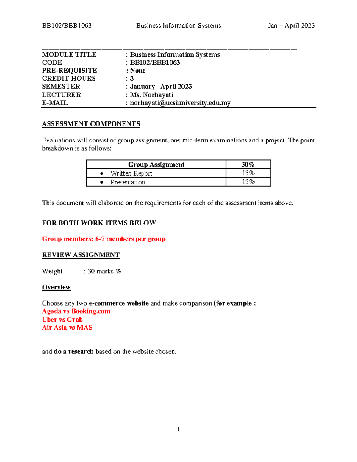 BB102 BBB1063 Assignment Guideline Jan - April 2023new - - Studocu