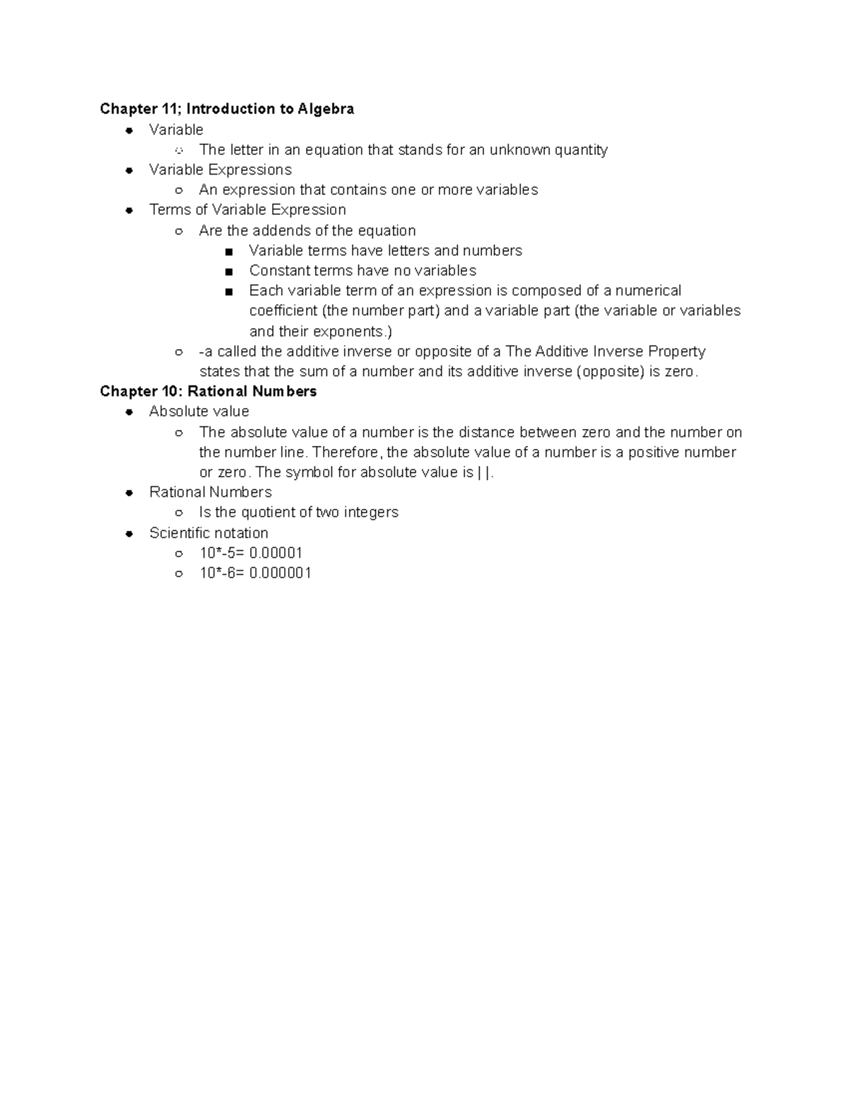 College Math Chapter 10 11 Chapter 11 Introduction To Algebra