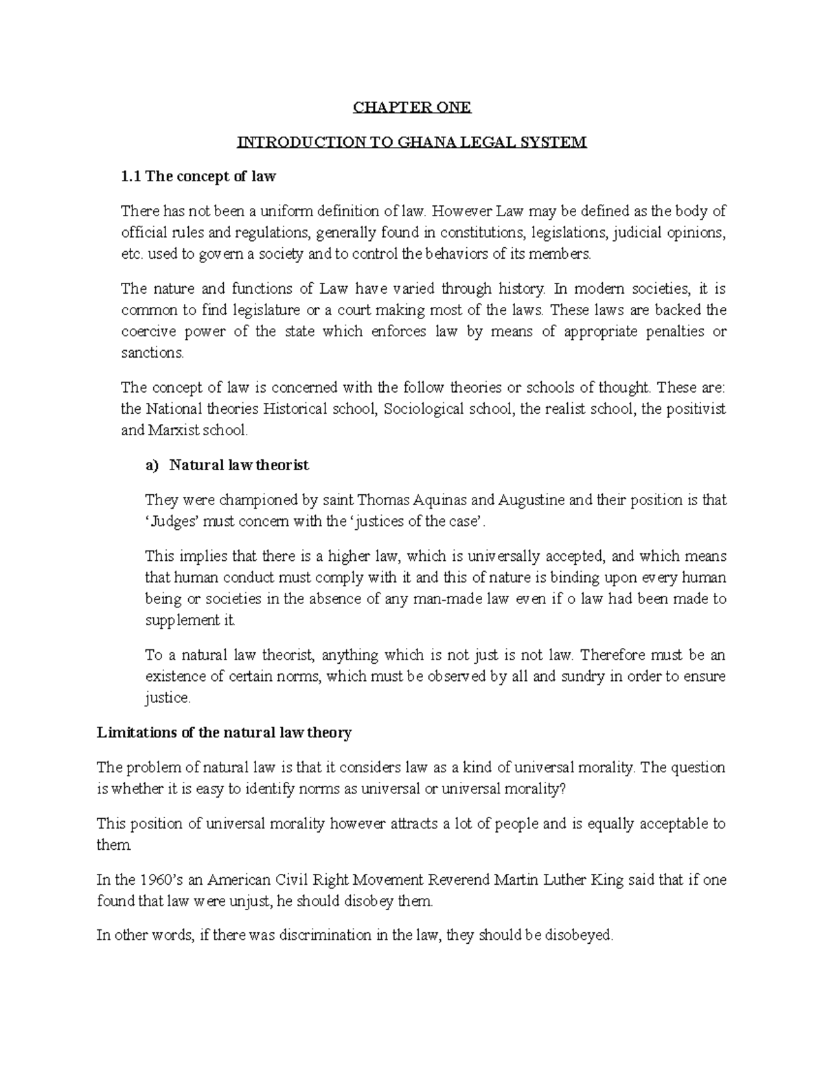 Ghana Legal System - Business law course material - CHAPTER ONE ...