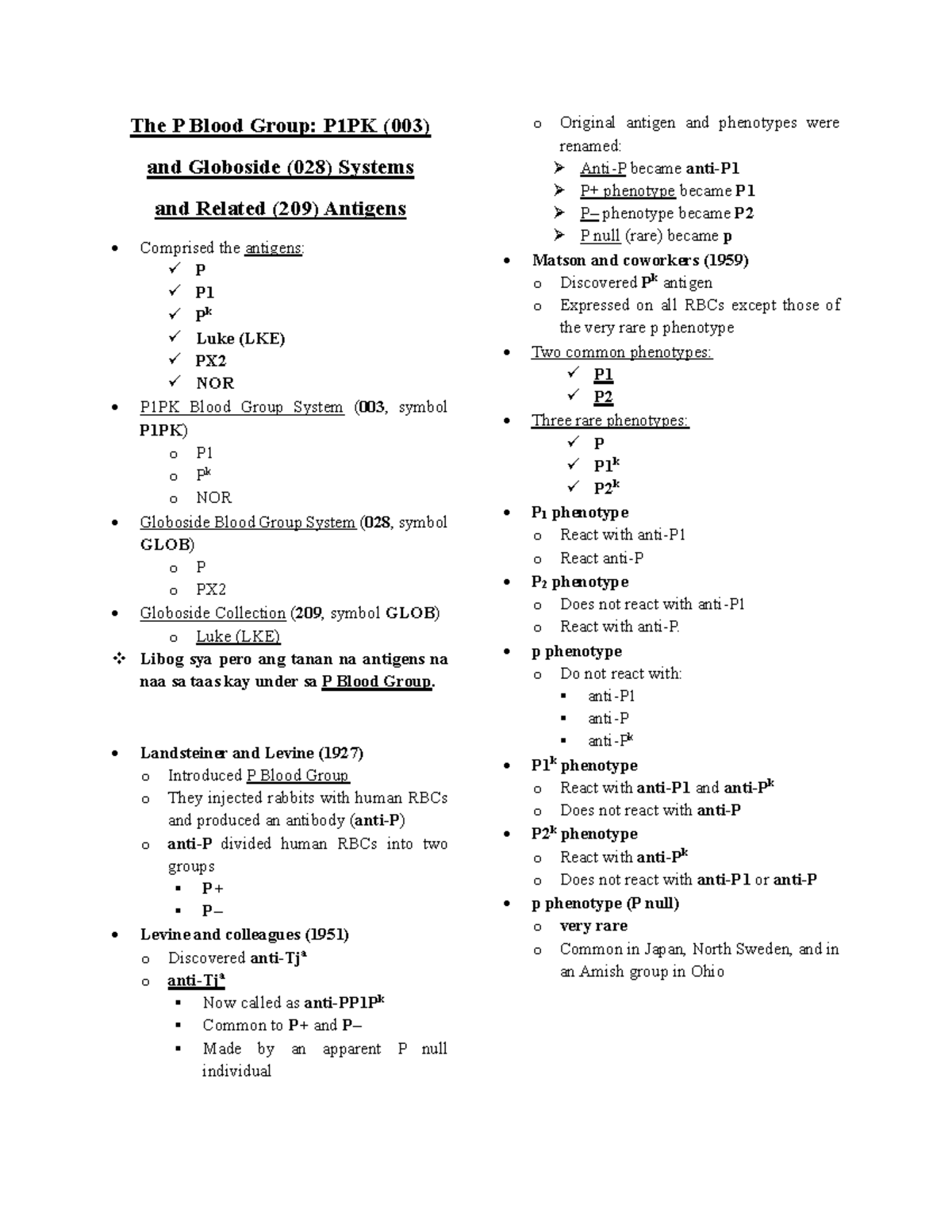 The PP1PK Blood GS - The P Blood Group: P1PK (003) and Globoside (028 ...