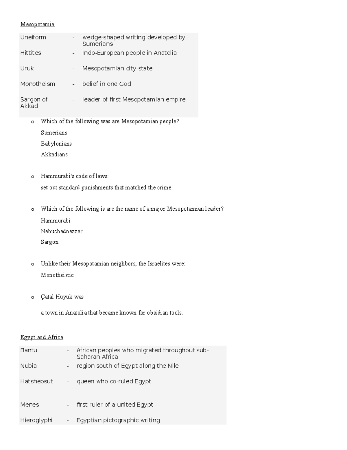 Midterm Study Guide - Mesopotamia Uneiform - wedge-shaped writing ...