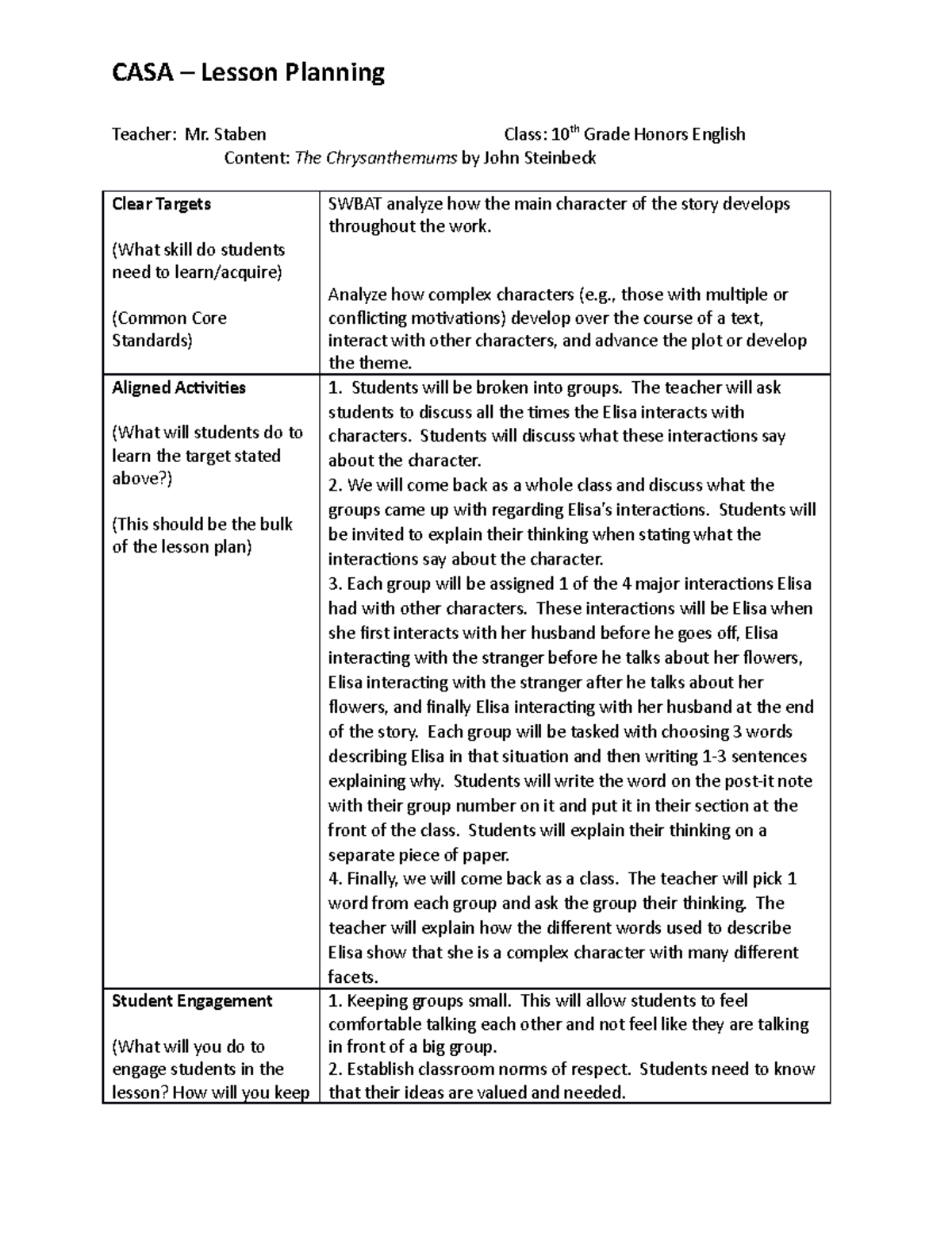 CASA Lesson Plan Template-2 - CASA – Lesson Planning Teacher: Mr ...