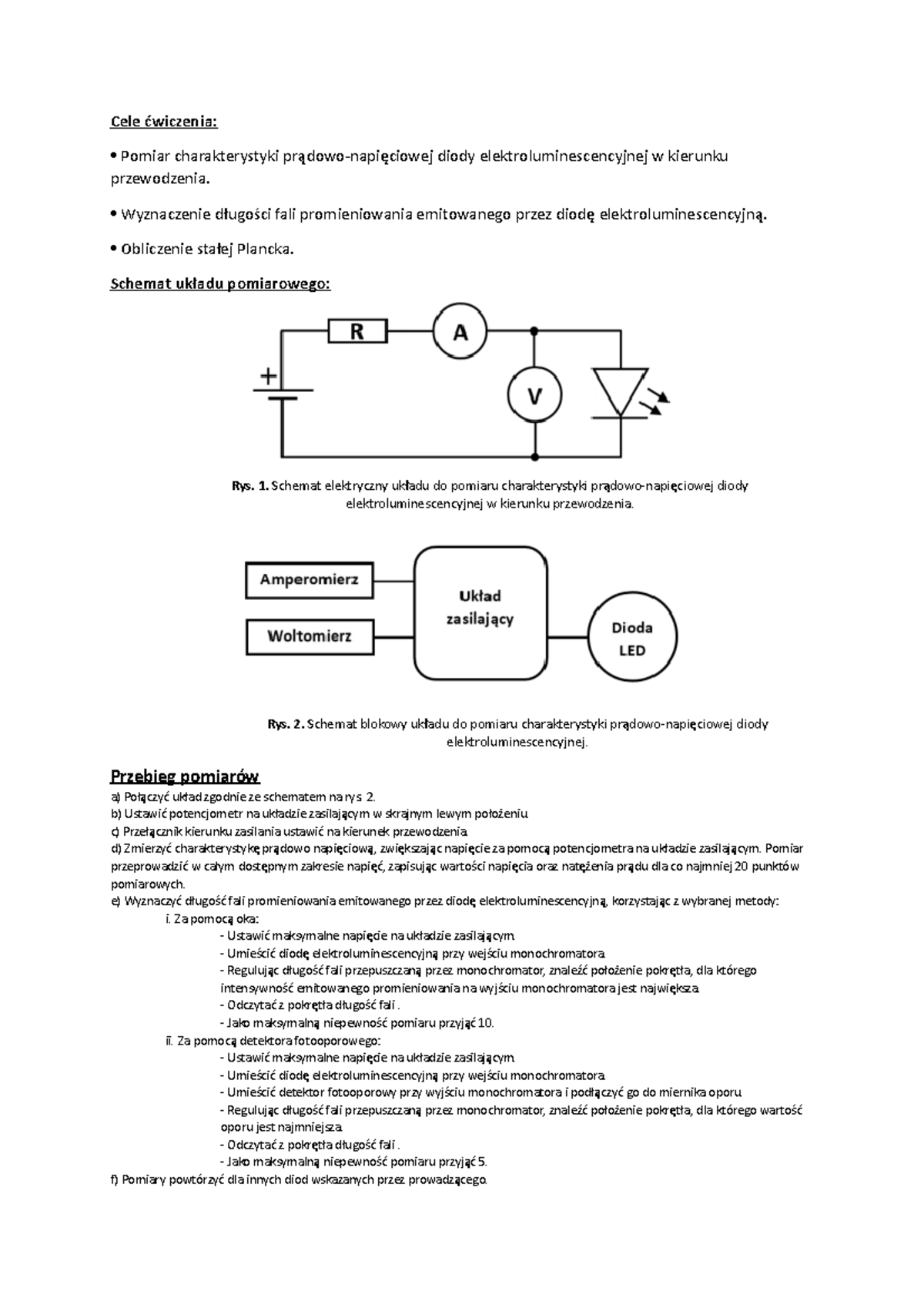 Sprawozdanie 3 fizyka - Cele ćwiczenia: Pomiar charakterystyki prądowo-napięciowej diody - Studocu