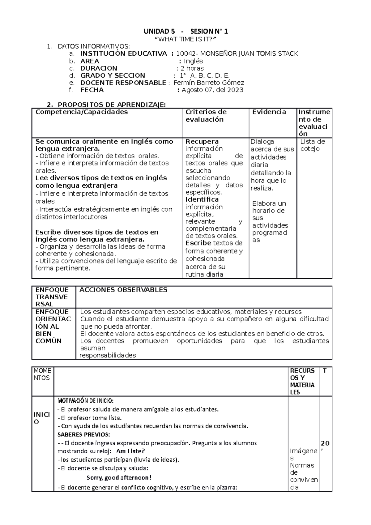 Exercise 1- the hour - EJERCICIOS DE INGLES PARA NIÑOS - UNIDAD 5 ...