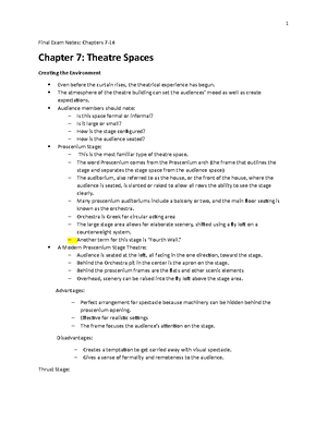 CH 14, 15, 16 - Final Exam Notes theater - Chapter 14- Theatres from ...