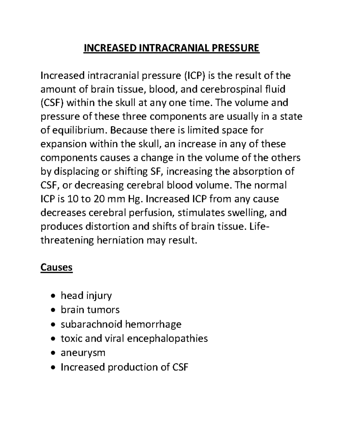Increased Intracranial Pressure - INCREASED INTRACRANIAL PRESSURE ...