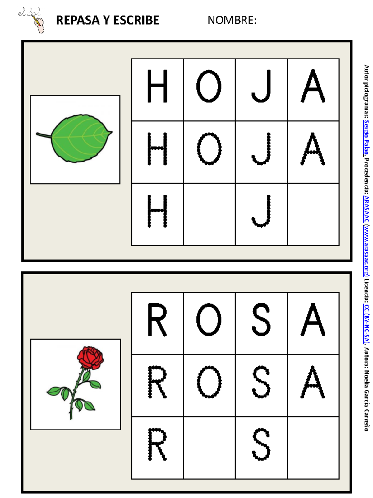 Lectoescritura global Palabras de cuatro letras - REPASA Y ESCRIBE R O ...