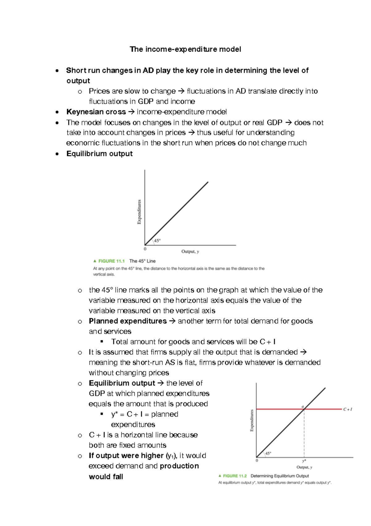 The income-expenditure model - The income-expenditure model Short run ...