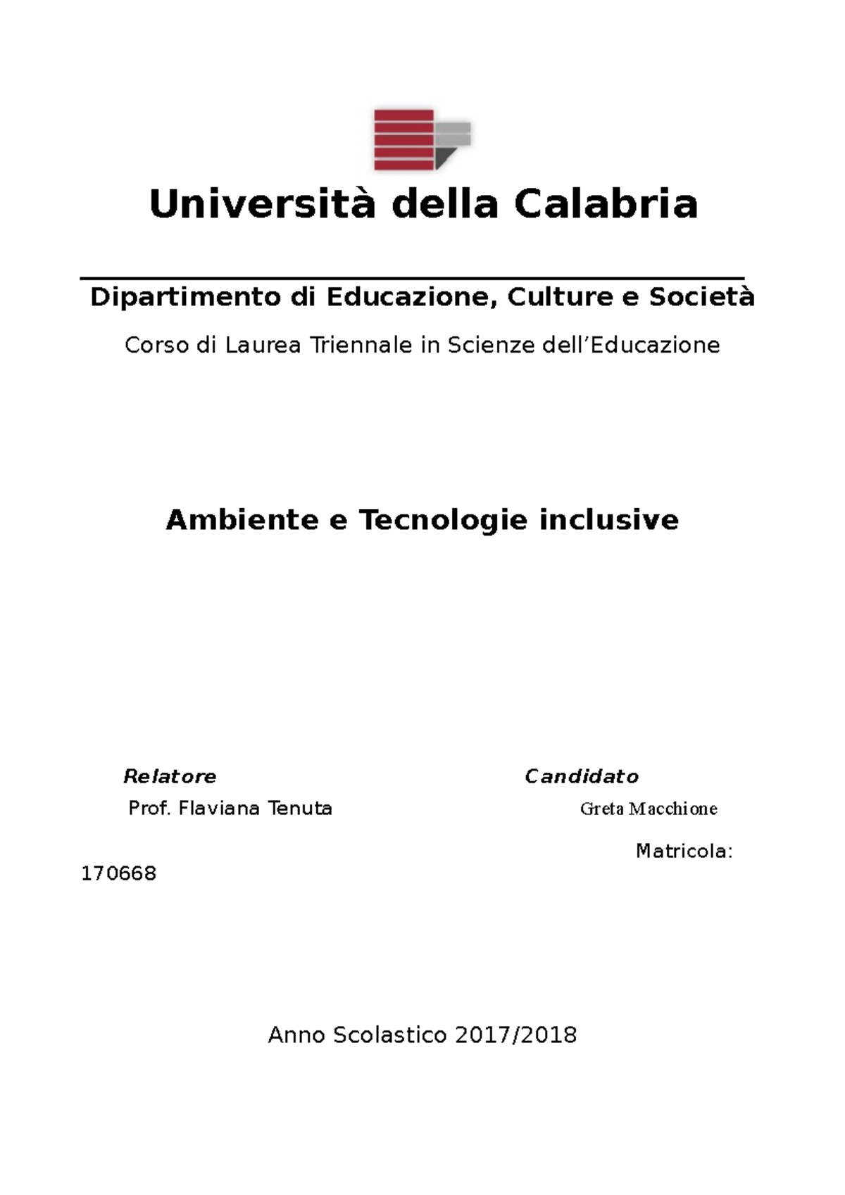 Tesi unical - Esempio di tesi da prendere come spunto per scrivere ...