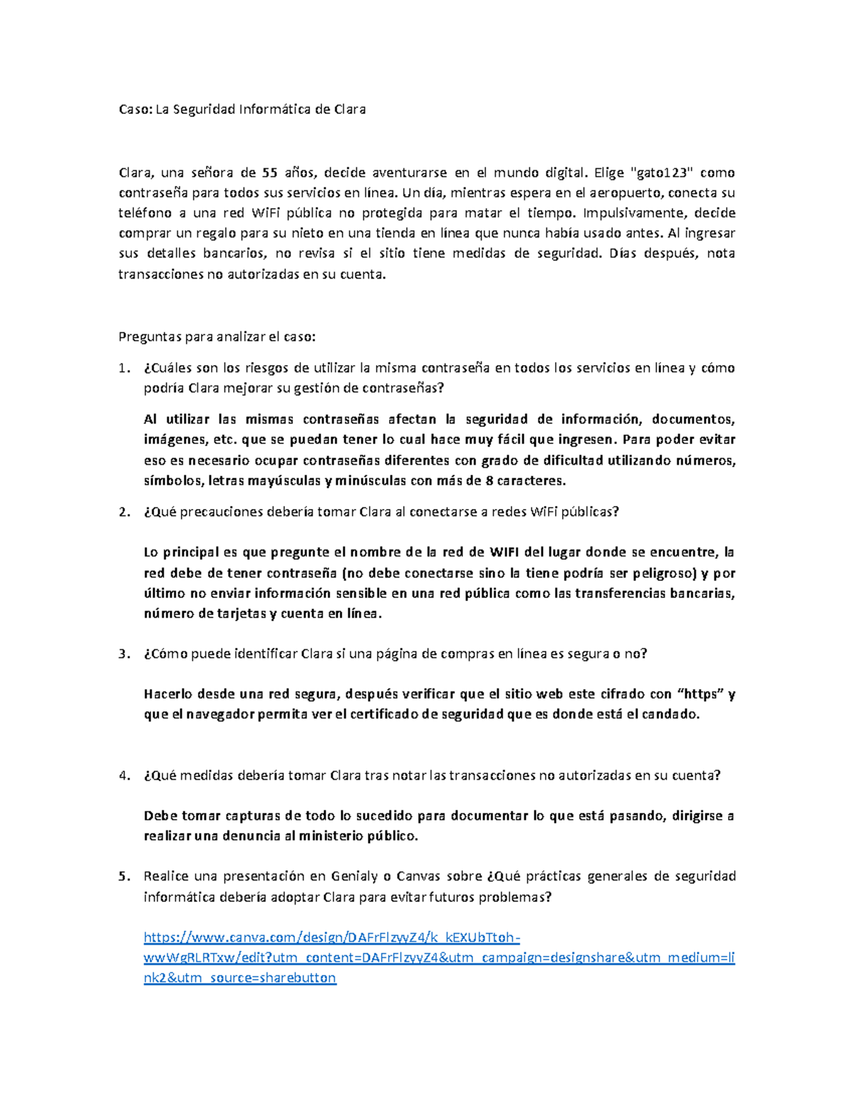 Caso seguridad informática - Caso: La Seguridad Informática de Clara ...