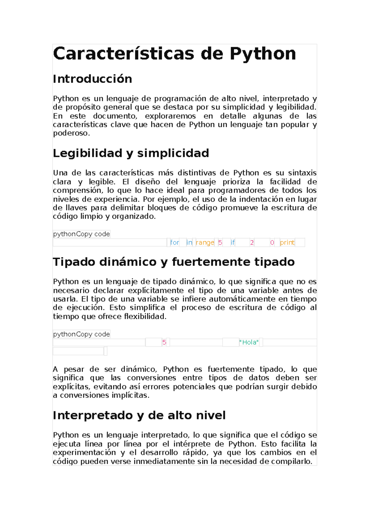Características de Python - Características de Python Introducción ...