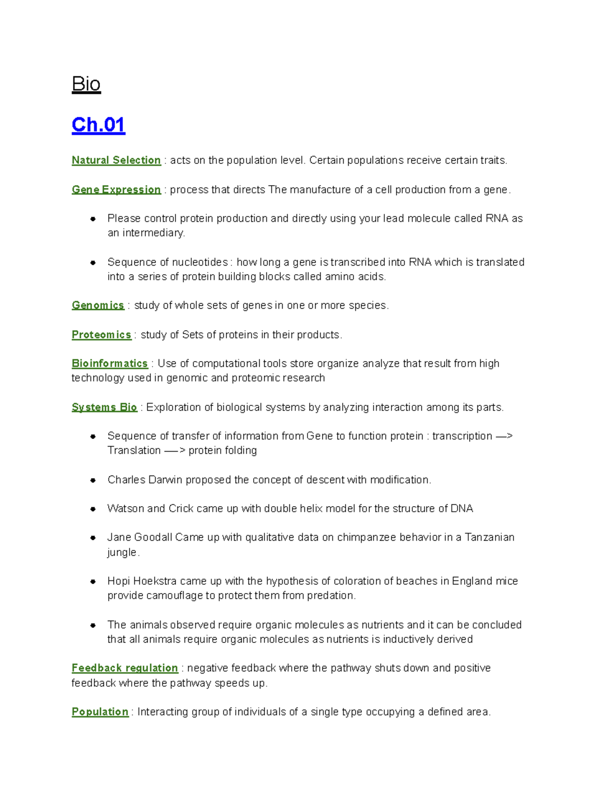 Bio 101 Ch1-Ch2 - Pearson is what I use and is what I gather my information from, it is used in ...