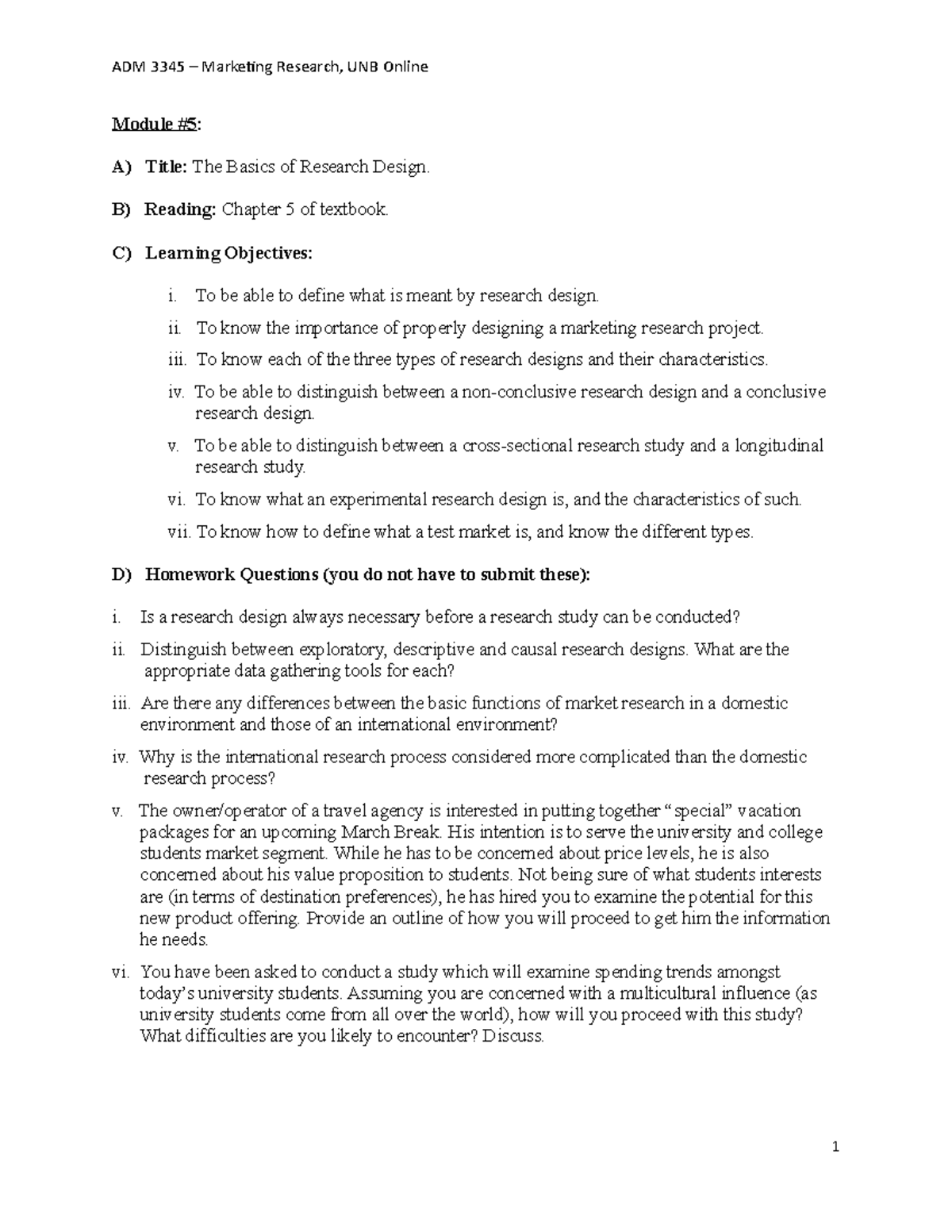 3345ONline Module 5New2019 - ADM 3345 – Marketing Research, UNB Online ...