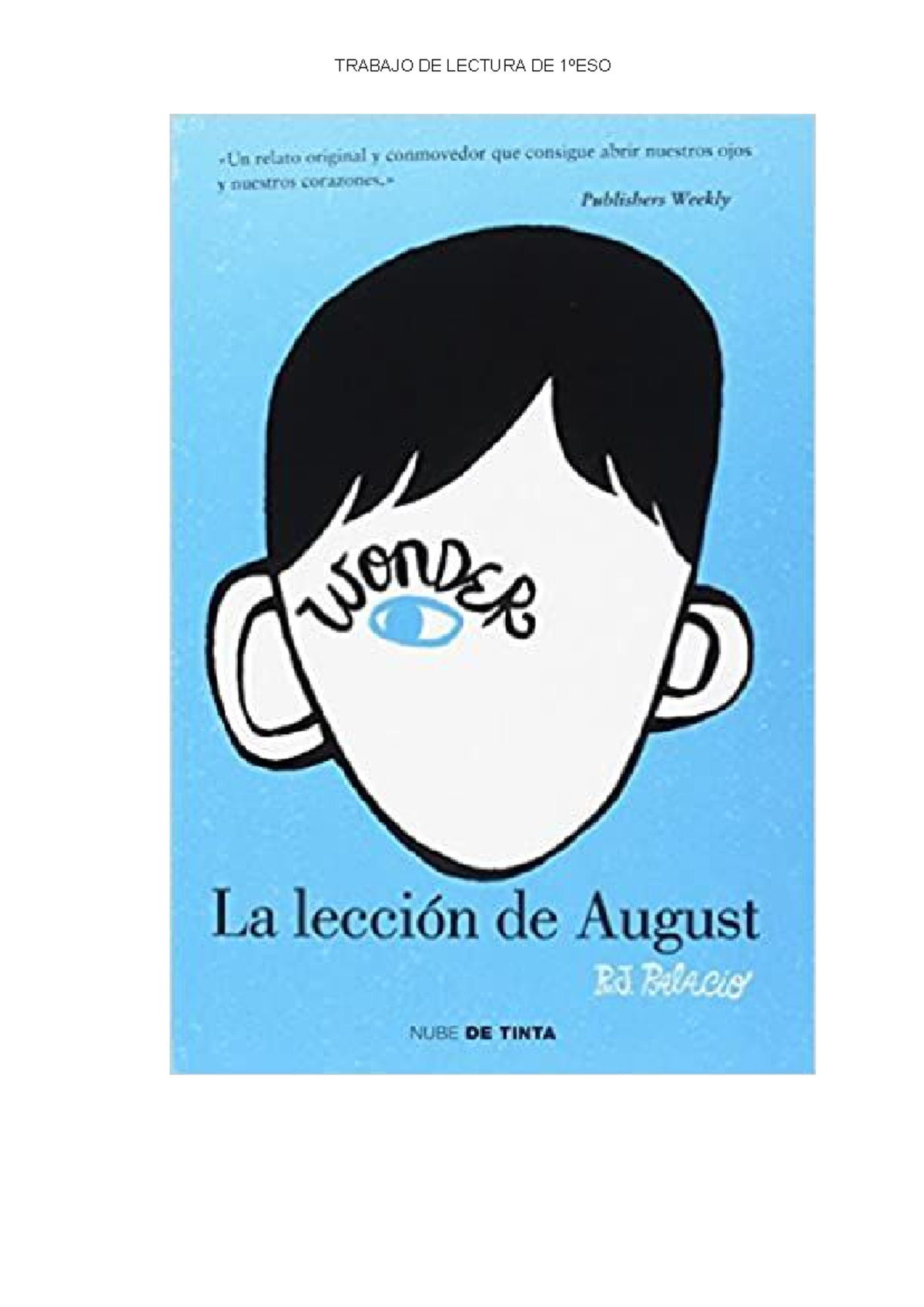 Wonder trabajo - 1.- Incluye las hojas de la plantilla de lectura de ...