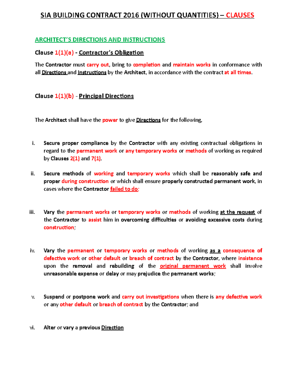 BPM105 Clauses Guide - Print - ARCHITECT’S DIRECTIONS AND INSTRUCTIONS ...