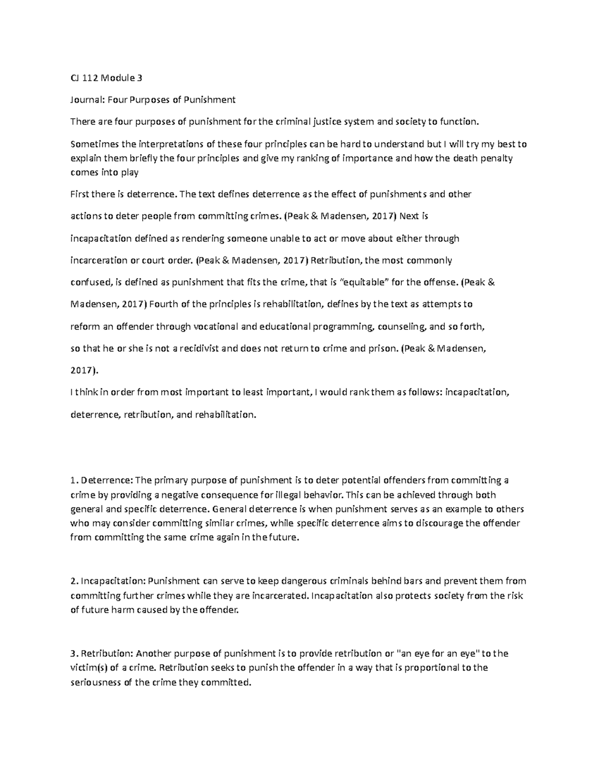 Four Purposes of Punishment in Criminal Justice System - Studocu