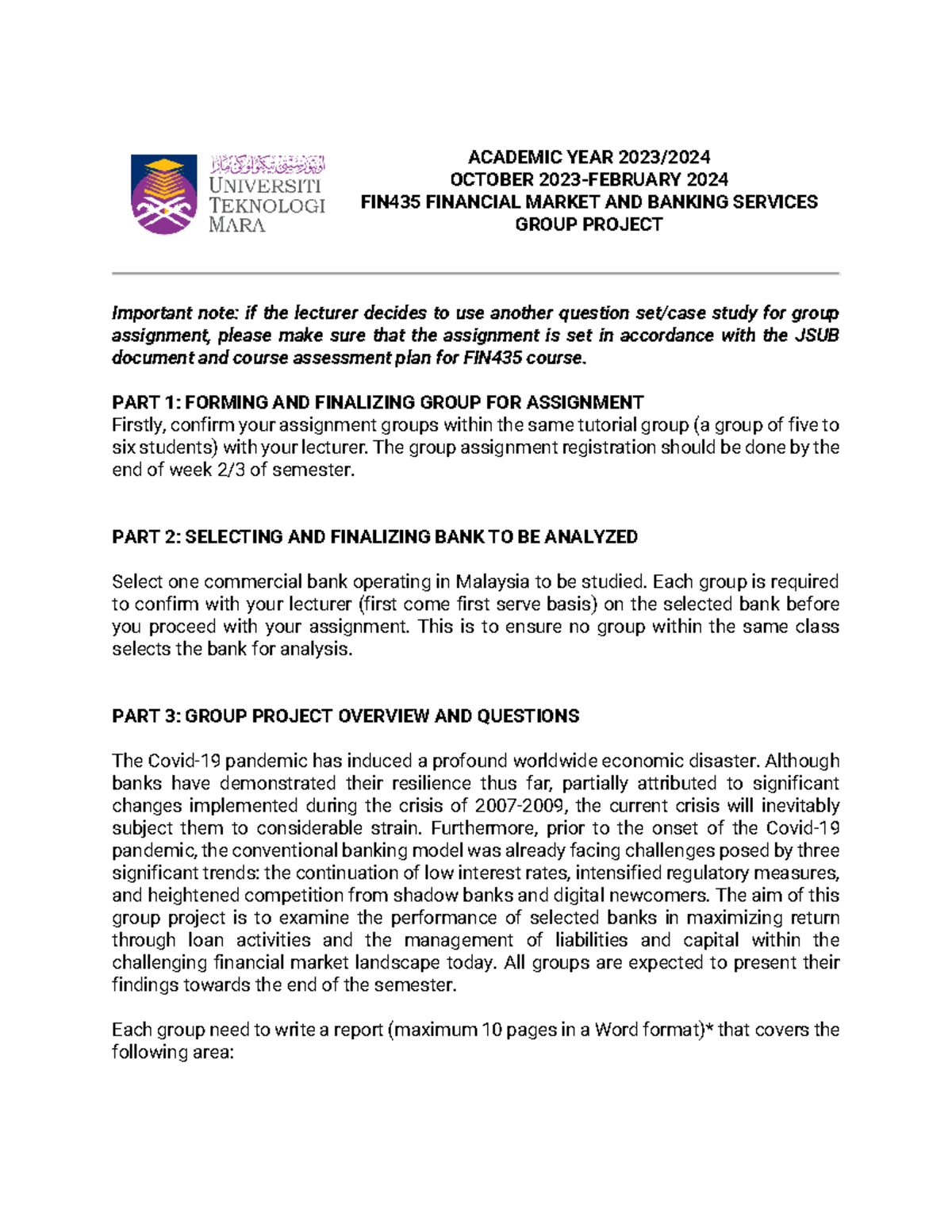 Group Project Brief - 2023/2024 - ACADEMIC YEAR 2023/ OCTOBER 2023 ...