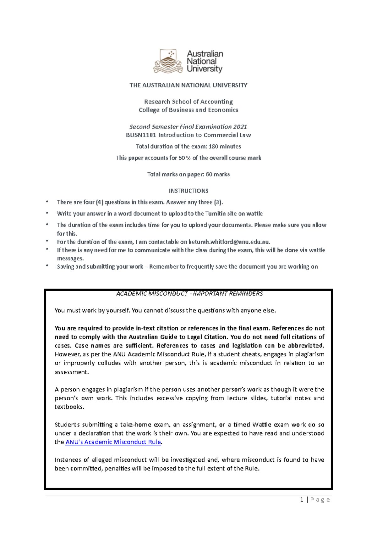 ICL exam 2021 marking guide - THE AUSTRALIAN NATIONAL UNIVERSITY ...