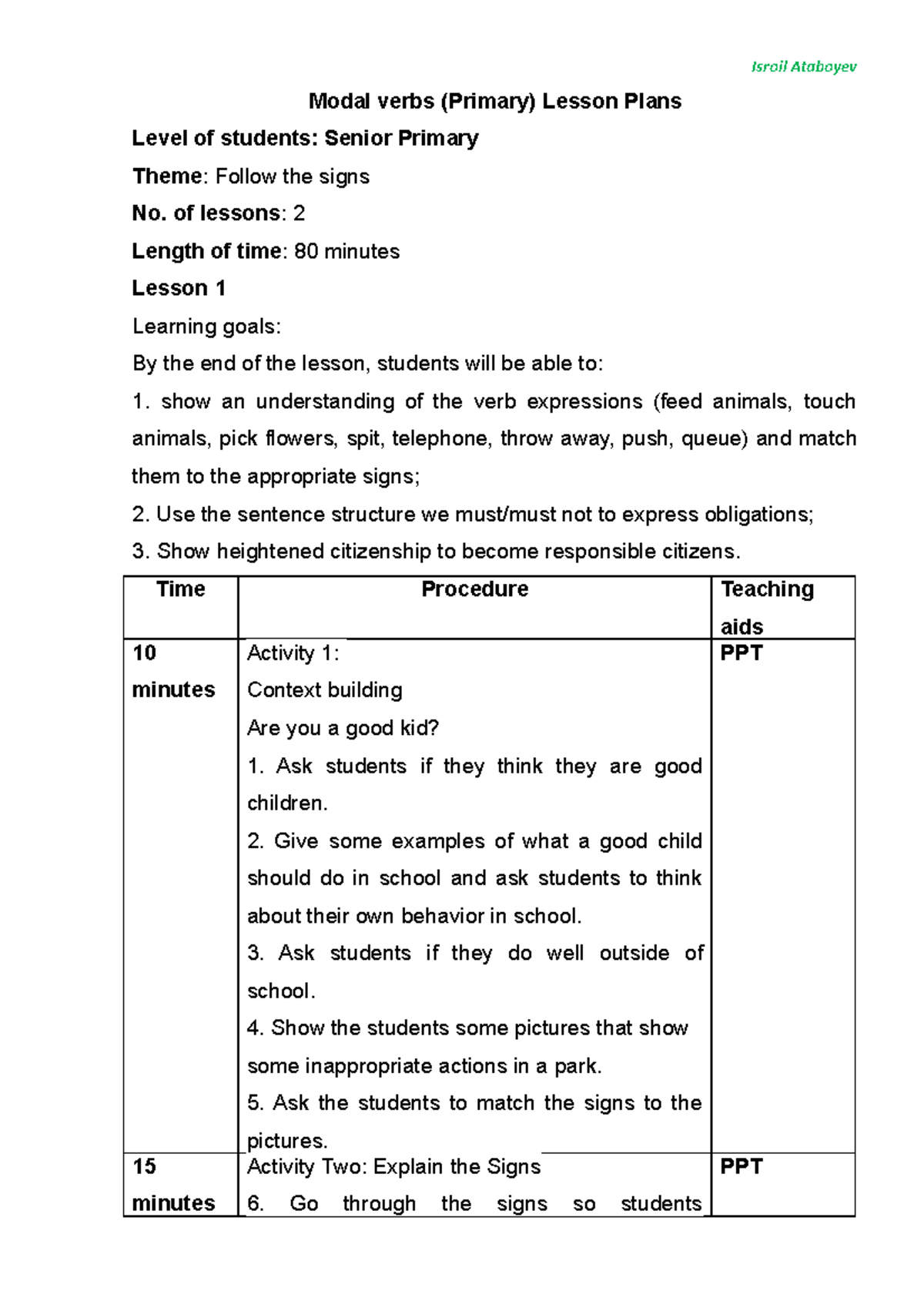 Modal verbs - By the end of the lesson, students will be able to: 1 ...