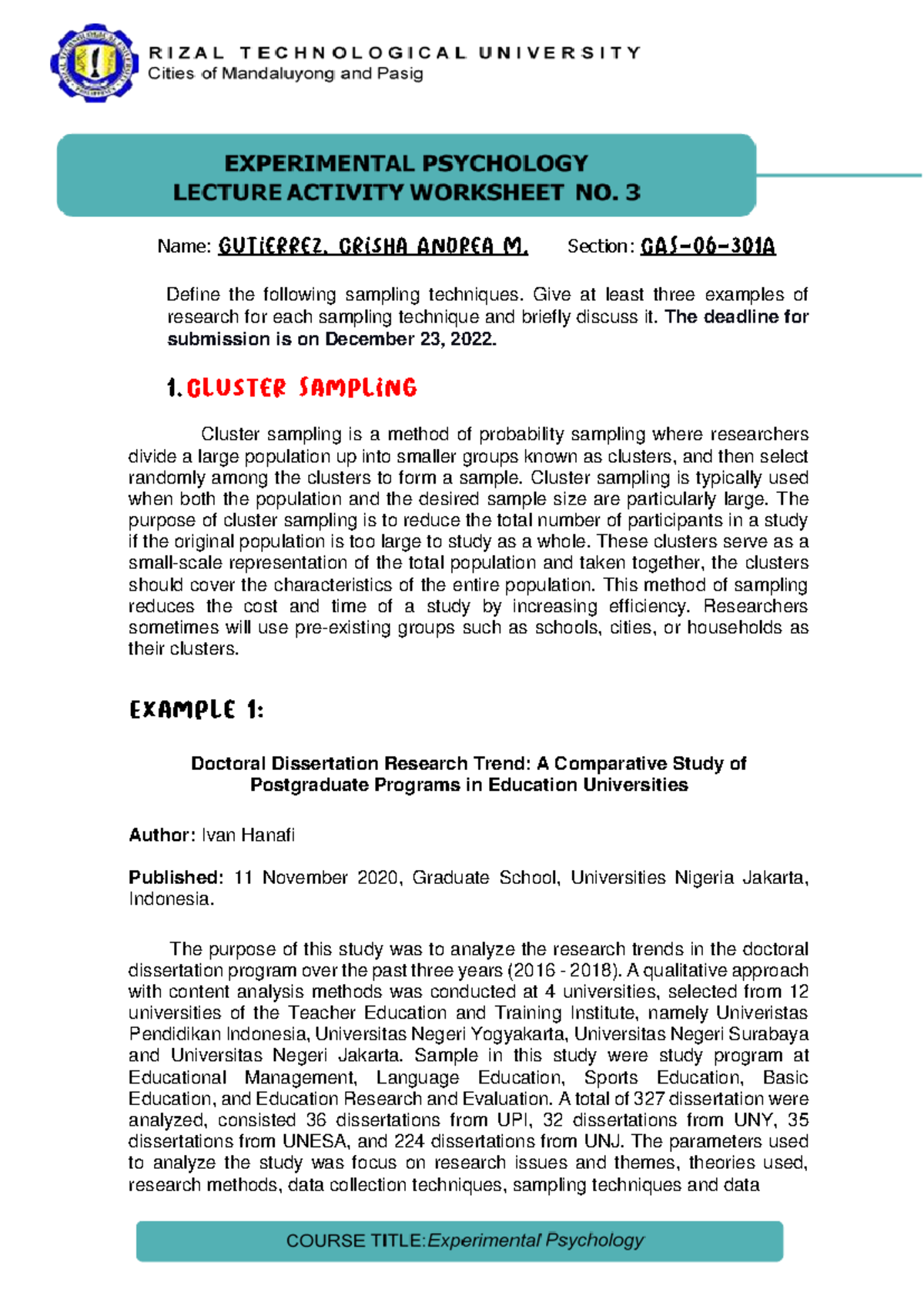 Gutierrez, Crisha Andrea M. - Lecture Activity Worksheet no. 3 - Name ...