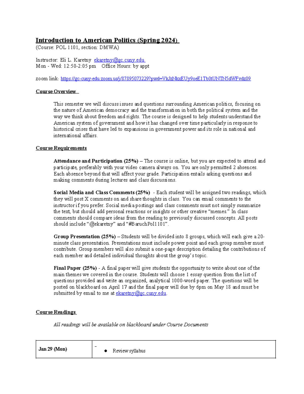 Syllabus - American 1101 Spring 2024 online - Introduction to American ...