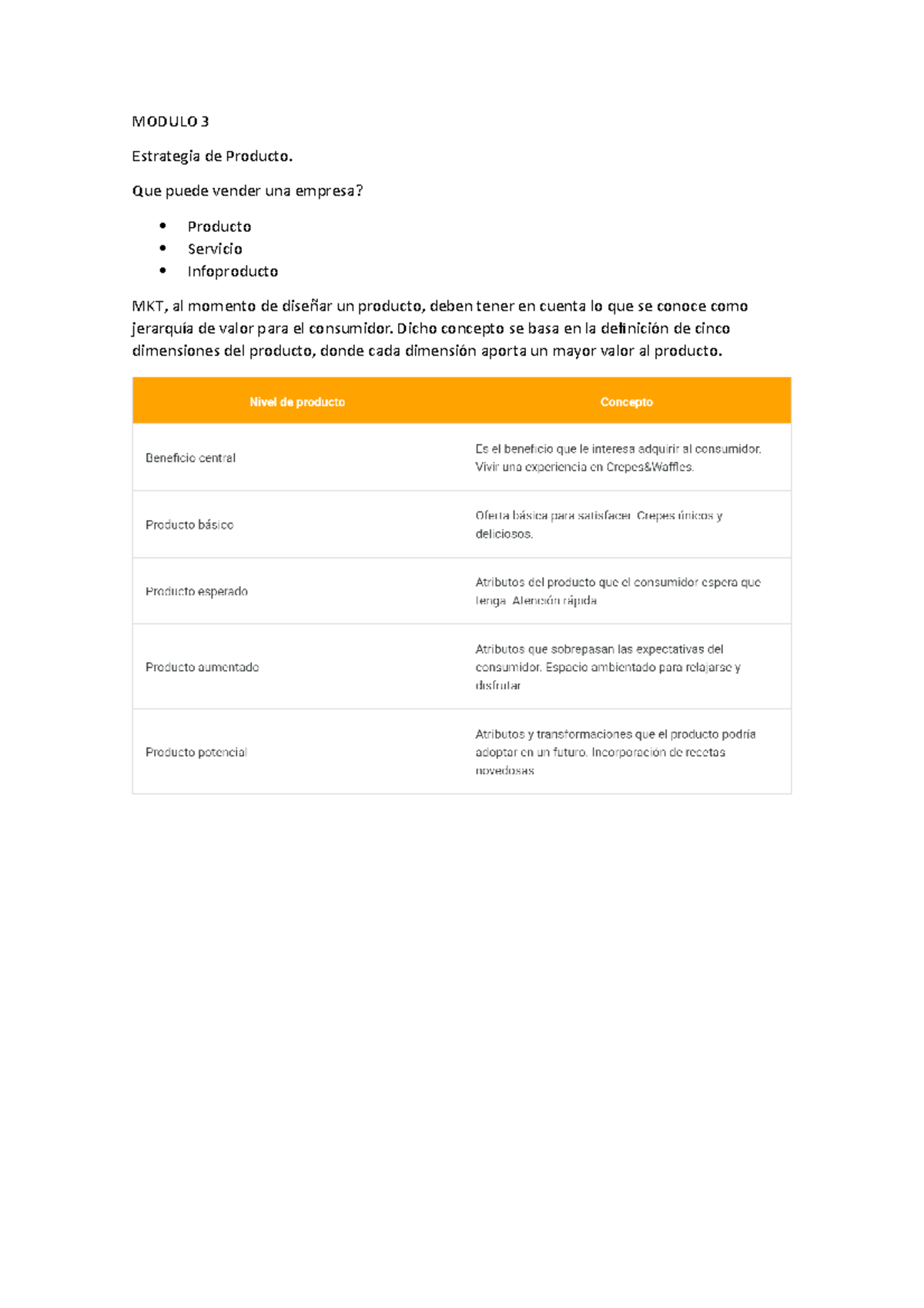 Resumen MKT M3&M4 - MODULO 3 Estrategia de Producto. Que puede vender una empresa? Producto ...