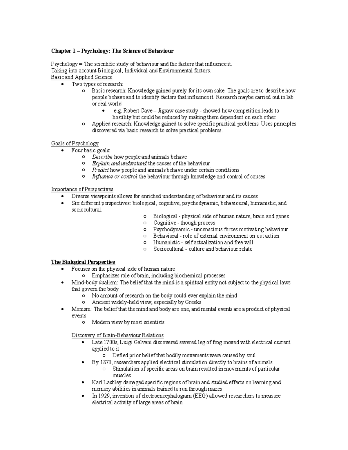 The Great Psych Notes aka The Psych Bible - Chapter 1 – Psychology: The ...