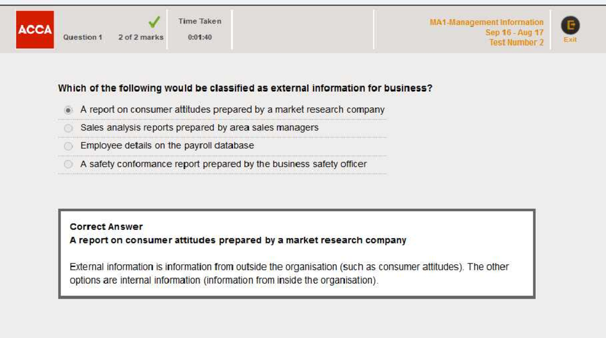 MA1 (Mock 2-Ans) - kit - ACCA(Association Of Chartered Certified ...
