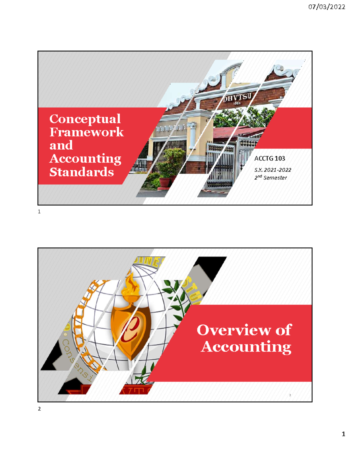 Conceptual Framework and Accounting Standards - ACCTG 103 S. 2021- 2 ...