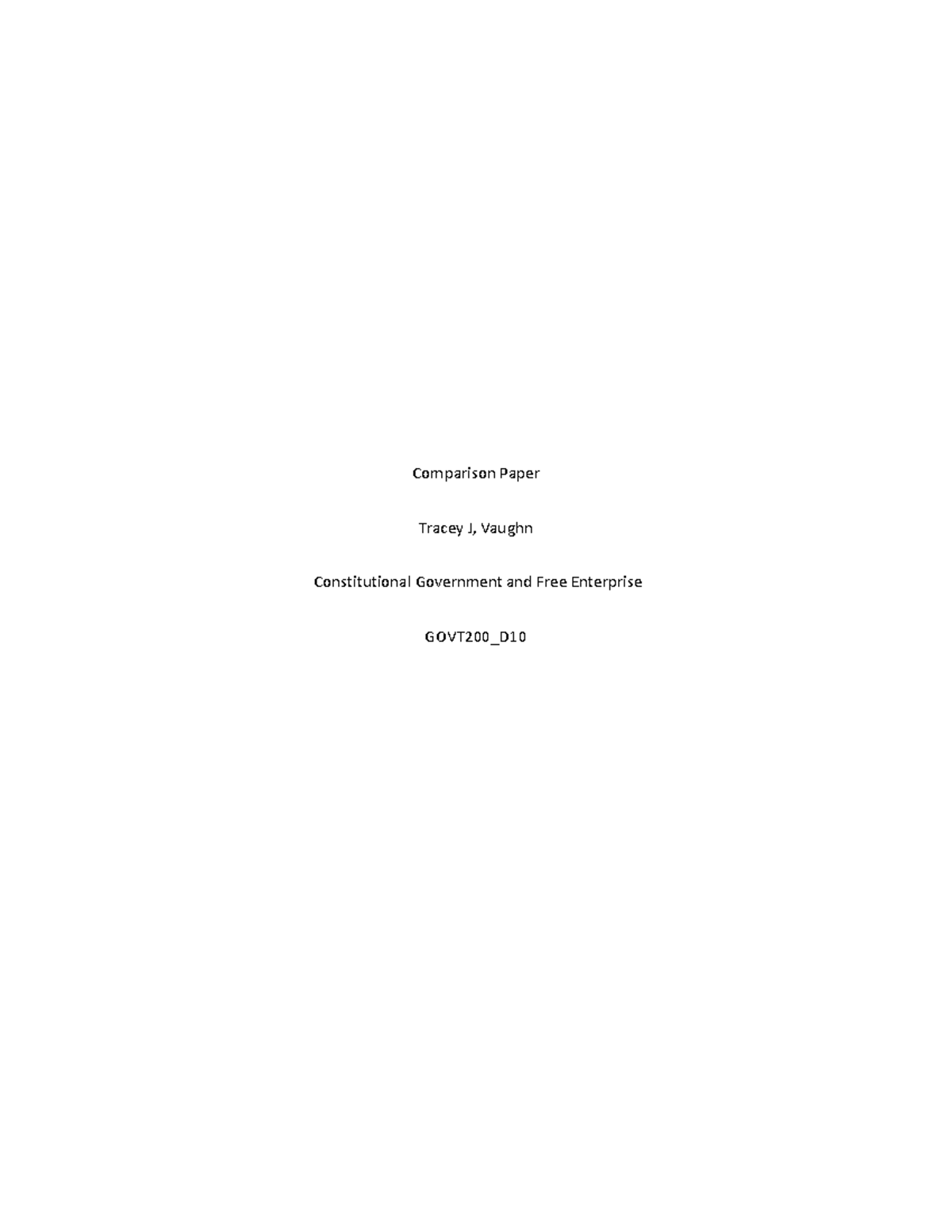 Comparison Paper - Comparison Paper Tracey J, Vaughn Constitutional