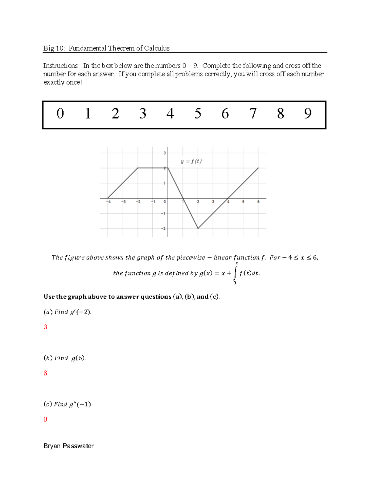 Unit 6 Big 10 Review Answer Key - Big 10: Fundamental Theorem of ...