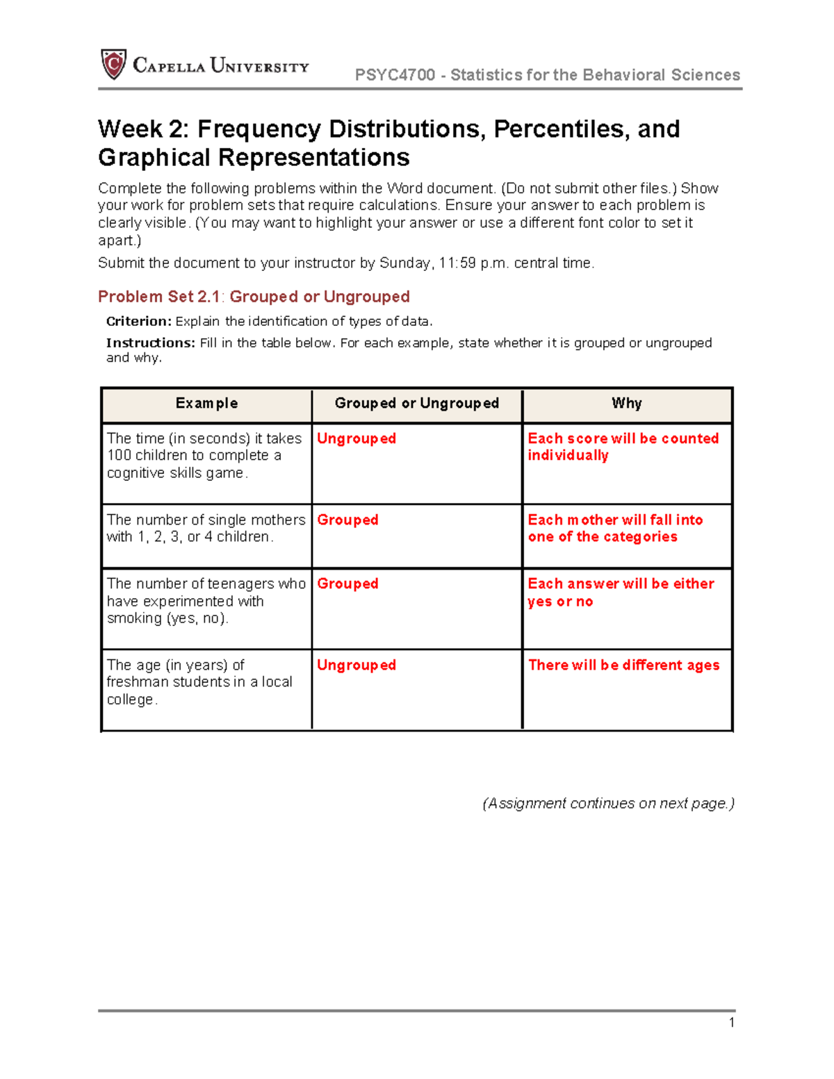 Statistics Week 2 - week 2 assignment - Week 2: Frequency Distributions, Percentiles, and ...