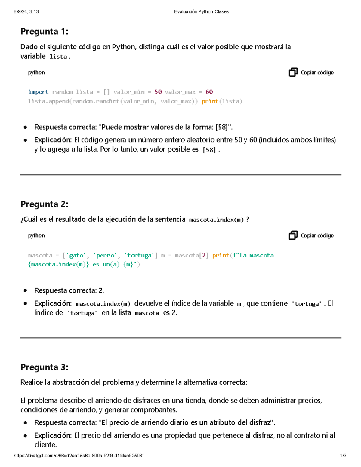 Evaluación Python Clases - Pregunta 1: Dado el siguiente código en ...