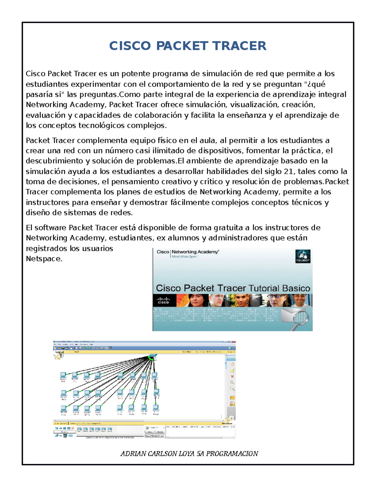 Cisco Packet Tracer - Lecture notes 4 - CISCO PACKET TRACER Cisco ...