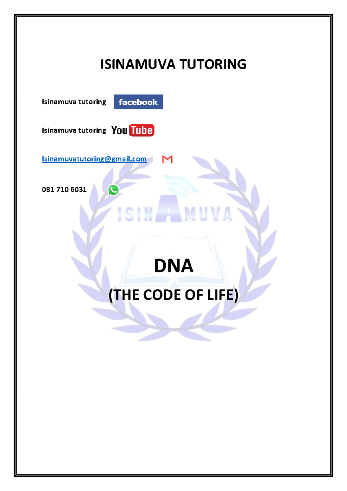 DNA Grade 12 - Study material for paper 2 - ISINAMUVA TUTORING ...